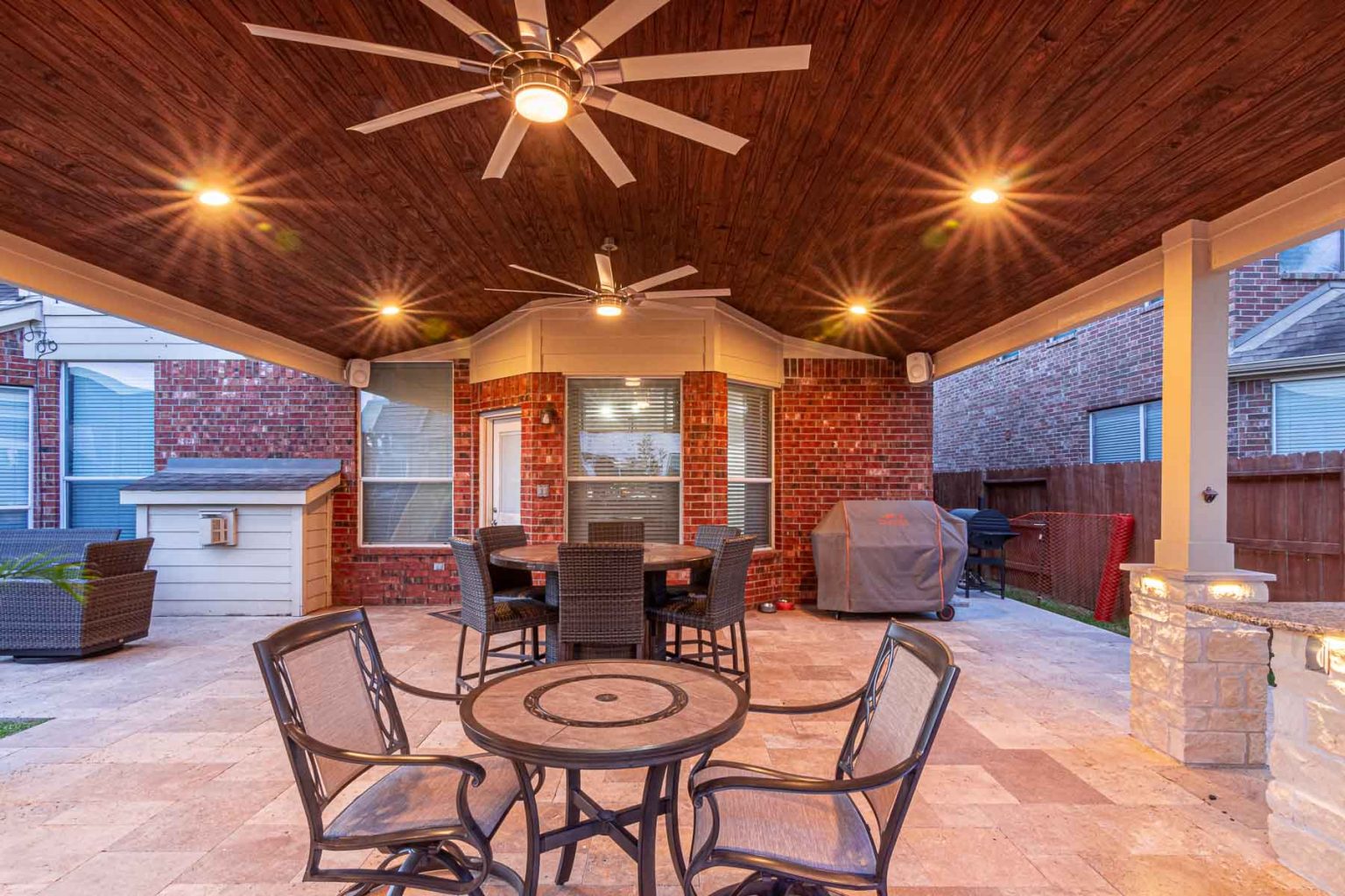 Patio Cover with Outdoor Kitchen and Fireplace | HHI Patio Covers ...